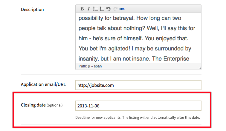 Application Deadline – WP Job Manager