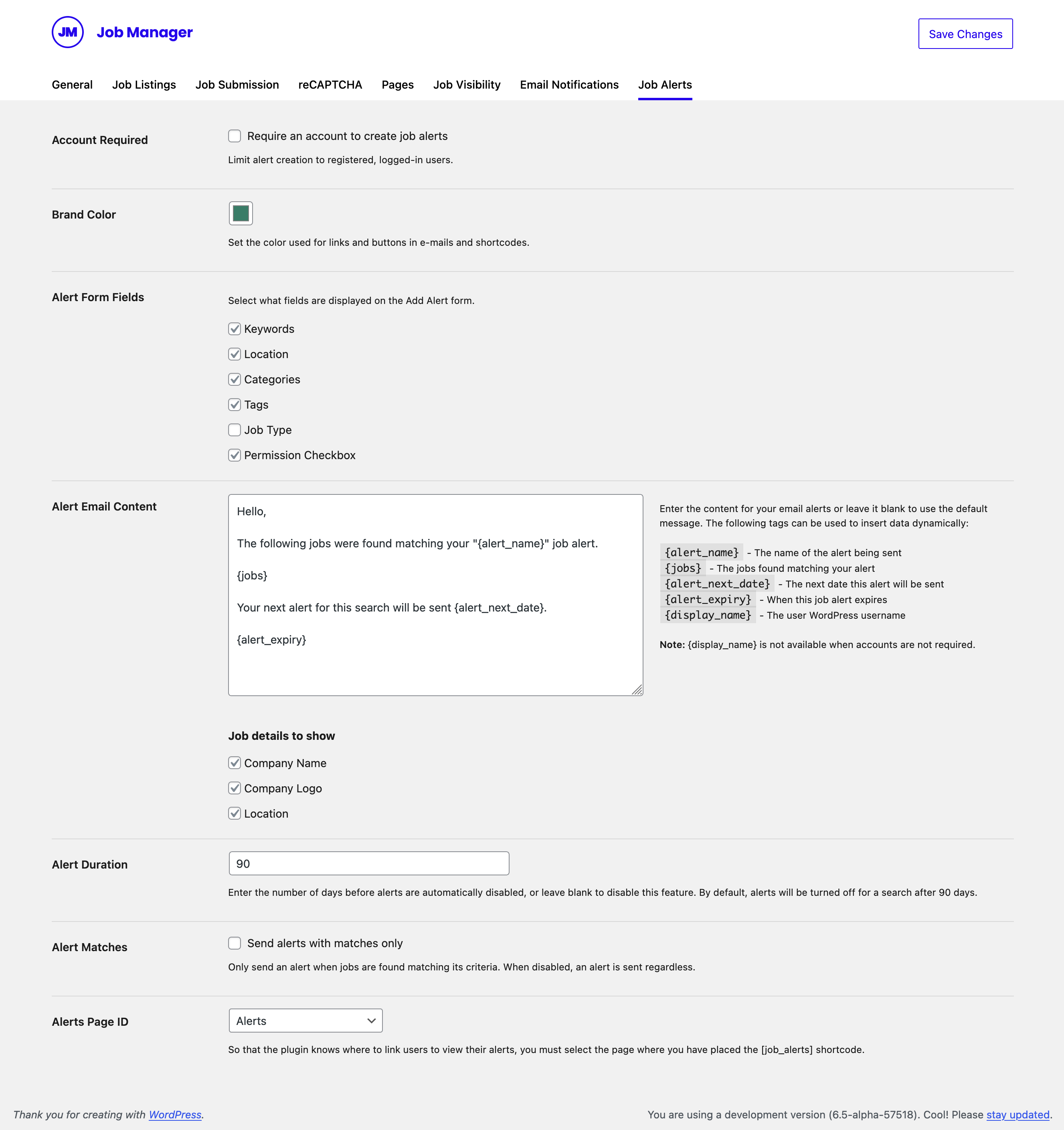 Job Alerts - WP Job Manager