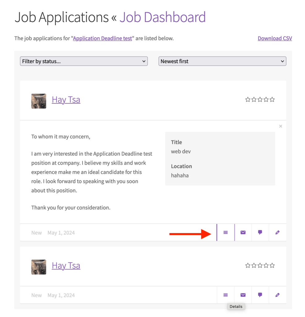 Applications - WP Job Manager